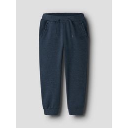 Sweathose name it "NMFVIMA SWE PANT BRU NOOS", Mädchen, Gr. 98, N-Gr, schwarz sapphire, Sweatware, Obermaterial: 60% Baumwolle, 40% Polyester, unifarben, Basic normal, Hosen, mit süßem Rüschendetail