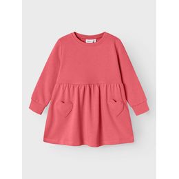 Sweatkleid name it "NMFKATLA SWEAT DRESS UNB", Mädchen, Gr. 122, N-Gr, rosa (rapture rose), Sweatware, Obermaterial: 60% Baumwolle, 40% Polyester, unifarben, regular fit knielang, Rundhals, Kleider