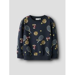Sweatshirt name it "NMMKEATON LS NREG SWEAT UNB", Jungen, Gr. 92, blau (navy blazer), Sweatware, Obermaterial: 95% Baumwolle, 5% Elasthan, bedruckt, normal normal, Rundhals, Rippbündchen, Sweatshirts