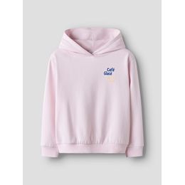 Sweatshirt name it "NKFOFINA LS NREG WH SWE BRU PB", Mädchen, Gr. 134/140, pink (cradle pink), Sweatware, Obermaterial: 60% Baumwolle, 40% Polyester, bedruckt, regular fit normal, Rundhals, Rippbündchen, Sweatshirts