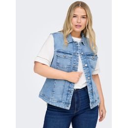 Jeansweste Only CARMAKOMA "CARWESPA WEST DNM PIM619 NOOS", Damen, Gr. 46, blau (light blau denim), Denim/Jeans, Obermaterial: 79% Baumwolle, 20% Polyester, 1% Elasthan, unifarben, regular fit normal, Westen