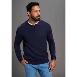 MAN'S WORLD Polokragenpullover MAN'S WORLD "Neue Kollektion ", Herren, Gr. XL (56/58), blau (dunkelblau meliert), Feinstrick, Obermaterial: 70% Polyacryl, 30% Baumwolle, unifarben, Basic, regular fit, Rippb&uuml;ndchen, Pullover, Feinstrick, ideal f&uuml;r die &Uuml;bergangszeit, Basic Style