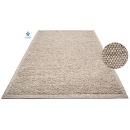 Wollteppich my home "Wolly Rahmen, handgewebt, Wolle" Gr. 1, beige (sand), B:60cm H:14mm L:90cm, Kunstfaser, Wolle, Teppiche, einfarbig, Teppich, Wohnzimmer, Schlafzimmer, Esszimmer