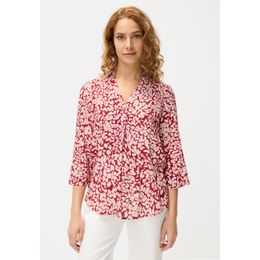 Schlupfbluse Lascana, Damen, Gr. 44, rot (bordeaux leo), Web, Obermaterial: 100% Viskose, figurumspielend h&uuml;ftlang, tiefer V-Ausschnitt, mit Riegel gerader Abschluss, Blusen Schlupfbluse, mit 3/4-&Auml;rmeln, elegante Damenbluse mit Animalprint