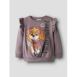 Sweatshirt name it "NMFSANNA PAW SWEAT BRU NOOS CPLG", Mädchen, Gr. 110, toadstool (blank), angeraute Sweatware, Obermaterial: 95% Baumwolle, 5% Elasthan, bedruckt, Basic normal, Rundhals, Rippbündchen, Sweatshirts