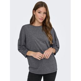 3/4-Arm-Shirt Only "ONLSILVERY GLAMOUR LUREX 3/4 TOP JRS", Damen, Gr. L, schwarz (schwarz detail:silber lurex), Jersey, Obermaterial: 60% Polyester, 24% Viskose, 16% metallisierte Fasern, Glitzermuster, regular fit, Rundhals, Shirts, mit Glitzer-Effekt