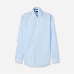 Langarmhemd OLYMP "No 6 six", Herren, Gr. 38, N-Gr, bleu, Web, Obermaterial: 100% Baumwolle, gestreift, sehr schmal, 2-Knopf-Manschette, Hemden, gestreift, Businesshemd, super slim fit, Royal Kentkragen