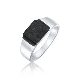 Siegelring Kuzzoi "Herren Siegelring Modern 925 Silber" Gr. 66, schwarz, Fingerringe, Herren, 66mm, Silber 925 (Sterlingsilber), 3,4mm, Siegelring