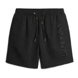 Superdry f&uuml;r Herren. M3010227A Hochwertiger schwarzer bestickter Badeanzug (M), Strandbekleidung, Nachhaltig, Recyceltes Polyester
