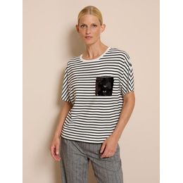 Oui - Rundhals-Shirt, weiss, Gr. 46 / L - Baumwolle