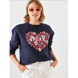 Bianco Lucci Sweatshirt female size M marine blue / Light red / White