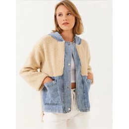 Bianco Lucci Jacke Damen Gr&ouml;&szlig;e XL beige / blue denim