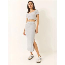 Bianco Lucci Set: T-Shirt und Rock Damen Gr&ouml;&szlig;e 40 grau