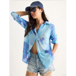 Bianco Lucci Bluse Damen Gr&ouml;&szlig;e L blau / himmelblau / lila / wei&szlig;