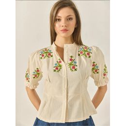 Bianco Lucci Bluse Damen Gr&ouml;&szlig;e S beige / hellblau / apfel / pink