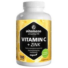 Vitamin C 1000 mg Hochdosiert + Zink Vegan 180 ST