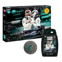 Winning Moves Mercedes Formel 1 Spielepaket: Puzzle + Top Trumps Kartenspiel + Sammler-Münze für Motorsport-Fans