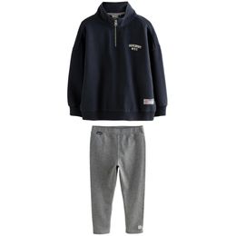 Superdry & Co Set: Sweatshirt und Leggings M&auml;dchen Gr&ouml;&szlig;e 116 dunkelblau / graumeliert