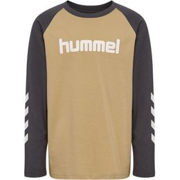 Hummel Sportshirt Jungen Gr&ouml;&szlig;e 122/128 camel / dunkelgrau