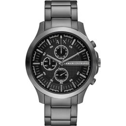 Chronograph Armani Exchange, grau (anthrazit), Armbanduhren, Herren, Armbanduhr, Herrenuhr, Edelstahlarmband, analog, Stoppfunktion