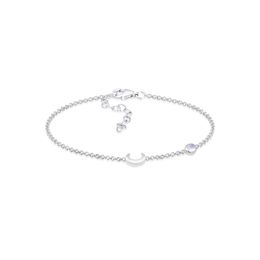 Armband Elli "Halbmond und Mondstein 925 Silber vergoldet" Gr. 16, silber, Armb&auml;nder, Damen, 16cm,mit Steinen, Silber 925 (Sterlingsilber), Armband
