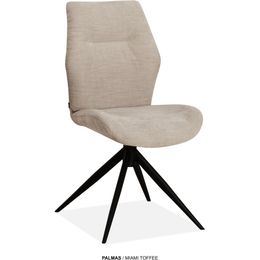 Esszimmerstuhl OMG DESIGN "Palmas", toffee, schwarz, B:49cm H:91,5cm T:63,5cm, Polyester, Stühle, Drehstuhl mit auto-return, Moderner Bezug