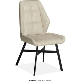Esszimmerstuhl OMG DESIGN "Albany", toffee, schwarz, B:51cm H:96cm T:63,5cm, Polyester, Stühle, Esszimmerstuhl, pflegeleichter Bezug