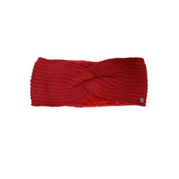 Stirnband Capelli New York, Damen, rot, Strick, Materialmix, unifarben, Mützen, geflochtenes Design, Metall-Logo, gefüttert, Rippstrick