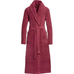 Bademantel Vossen "Coco, ideal für Sauna & Spa, Hotelbademantel, Morgenmantel" Gr. XS, lila (hibiscus), L:115cm, Webfrottier, Hausmäntel, softes Wellendesign