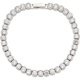 Armband Leonardo "Cremona, 024336, 024337", silber (edelstahlfarben, kristallweiß, kristallweiß), Armbänder, Damen, 18,5cm, Edelstahl, mit Zirkonia (synth.)