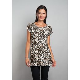 Longshirt Seidel Moden "Exklusiv bei OTTO", Damen, Gr. 38, beige, Jersey, Obermaterial: 96% Viskose, 4% Elasthan, animal-print, körpernah Po-bedeckend, Rundhals, Shirts, mit Animal-Leo-Print -MADE IN GERMANY