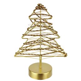 LED-Dekofigur I.GE.A. "LED-Dekoobjekt Baum", gold, B:20cm H:28cm, Metall, Dekofiguren, Tannenbaum Metall Gold warmweiß Timer Batteriebetrieb Weihnachtsdeko