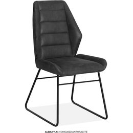 Esszimmerstuhl OMG DESIGN "Albany", anthrazit, schwarz, B:51cm H:96cm T:64cm, Polyester, Stühle, Esszimmerstuhl, pflegeleichter Bezug