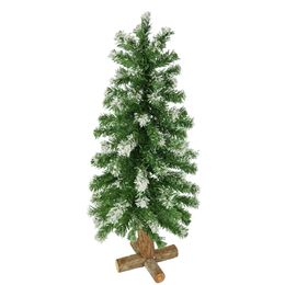 I.GE.A. Künstlicher Weihnachtsbaum "Tannenbaum", H: 55cm bisgrün, weiß, Weihnachtsbäume, Beschneit Mini Christbaum Holzständer Weihnachtsdeko mit