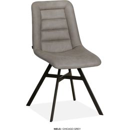Esszimmerstuhl OMG DESIGN "Niels", grau, schwarz, B:47cm H:88,5cm T:62,5cm, Polyester, Stühle, Esszimmerstuhl, pflegeleichter Bezug