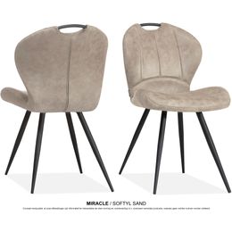 Esszimmerstuhl OMG DESIGN "Miracle", sand, schwarz, B:54cm H:88cm T:63,5cm, Polyester, Stühle, Esszimmerstuhl, pflegeleichter Bezug