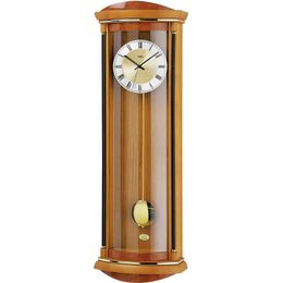 Funk-Pendelwanduhr AMS "F5080/9", braun (kirschbaumfarben), Wanduhren, Damen, B/H/L: 26cm x 12cm x 82cm, Quarzuhr, Holz-/Glasgeh&auml;use, Erle,Esszimmer,Wohnzimmer