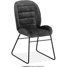Esszimmerstuhl OMG DESIGN "Canberra", anthrazit, schwarz, B:51cm H:93,5cm T:63cm, Polyester, Stühle, Esszimmerstuhl, pflegeleichter Samtvelour Bezug