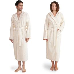 Möve Unisex-Bademantel MÖVE "Calm Essence" Gr. L, nature, L, Walkfrottier, Hausmäntel, aus 100 % saugfähiger Premium Baumwolle (Airspin)