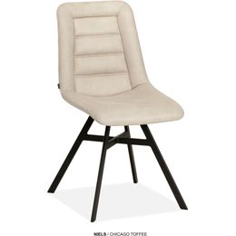 Esszimmerstuhl OMG DESIGN "Niels", toffee, schwarz, B:47cm H:88,5cm T:62,5cm, Polyester, Stühle, Esszimmerstuhl, pflegeleichter Bezug