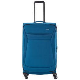 Weichgepäck-Trolley Travelite "CHIOS, verschiedene Größen und Farben", Gr. B/H/T: 46cm x 78cm x 30cm 90 l, blau (petrol), Polyester, unifarben, Basic, Koffer, Weichgepäck Reisegepäck Koffer TSA Schloss