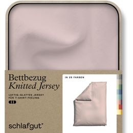Bettbezug Schlafgut "Knitted Jersey uni, aus Bio-Baumwolle mit Elasthan, Reißverschluss", lila (lila light), B:155cm L:220cm, Jersey, Obermaterial: 95% Baumwolle, 5% Elasthan, Bettbezüge, bügelfrei, Mix & Match Bettwäsche: passender Kissenbezug erhältlich