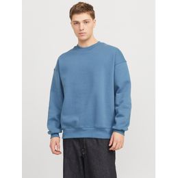 Jack & Jones Sweatshirt JACK & JONES "JJEURBAN EDGE SWEAT CREW NECK NOOS", Herren, Gr. S, blau (oceanview), angeraute Sweatware, Obermaterial: 70% Baumwolle, 30% Polyester, unifarben, relaxed fit taillenbedeckt, Rundhals, Rippbündchen, Sweatshirts, mit Rippbündchen