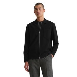 Marc O'Polo Strickjacke MARC O'POLO, Herren, Gr. XL, schwarz, Obermaterial: 88% Schurwolle, 12% Polyamid, normal, Rippbündchen, Strickjacken, Overshirt-Strickjacke regular fit in kompakter Boiled Wool Optik