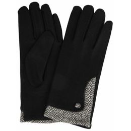 Strickhandschuhe Capelli New York, Damen, schwarz, Jersey, Materialmix, Fischgratmuster, unifarben, Handschuhe, mit Fischgrätmuster