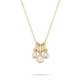 Kette mit Anhänger ECHTZEIT "Schmuck Geschenk Edelstahl Halskette Like Diamonds Tropfen", gold (gelbgoldfarben, kristallweiß), Halsketten, Damen, Edelstahl, L: 45 B: 2mm, mit Glasstein, B:2mm