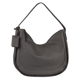 Hobo Tom Tailor "Adela", Damen, Gr. B/H/T: 33cm x 28,5cm x 7cm, grau (dunkelgrau), Polyurethan, Taschen, aus Lederimtat in modernen Linienführung und abgesetzter Kantenfarbe