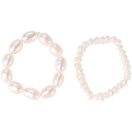 Ring-Set Firetti "Multipack Schmuck Geschenk Damenring Zugband Edelstein Farbstein", weiß, Fingerringe, Damen, 4 g, Perlen, Made in Germany - mit Süßwasserzuchtperle