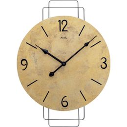 Wanduhr AMS, bunt (schwarz, altgoldfarben), Wanduhren, B/H/L: 35cm x 5cm x 48cm, Made in Germany,Wohnzimmer,Esszimmer,Küche,Arbeitszimmer,Büro,Flur