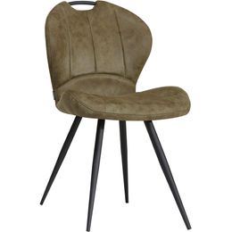Esszimmerstuhl OMG DESIGN "Miracle", olive, schwarz, B:54cm H:88cm T:63,5cm, Polyester, Stühle, Esszimmerstuhl, pflegeleichter Bezug